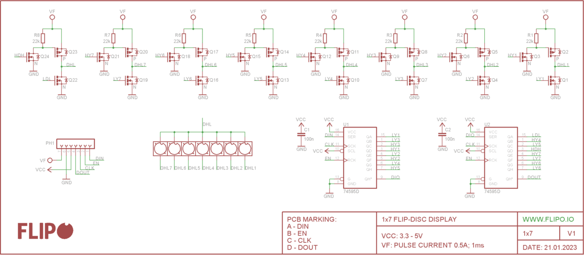 1×7 Flip-disc Display – Flipo