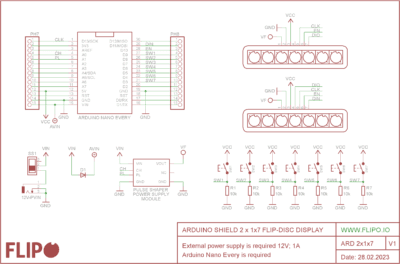 Arduino Shield - 1x7 Flip-disc Display - Flipo